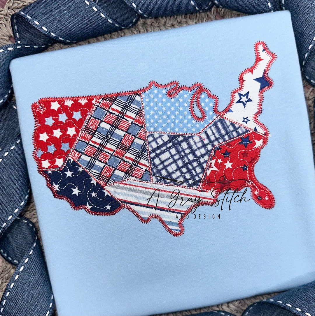 Quilted Patchwork USA Country American Independence Day Machine ...