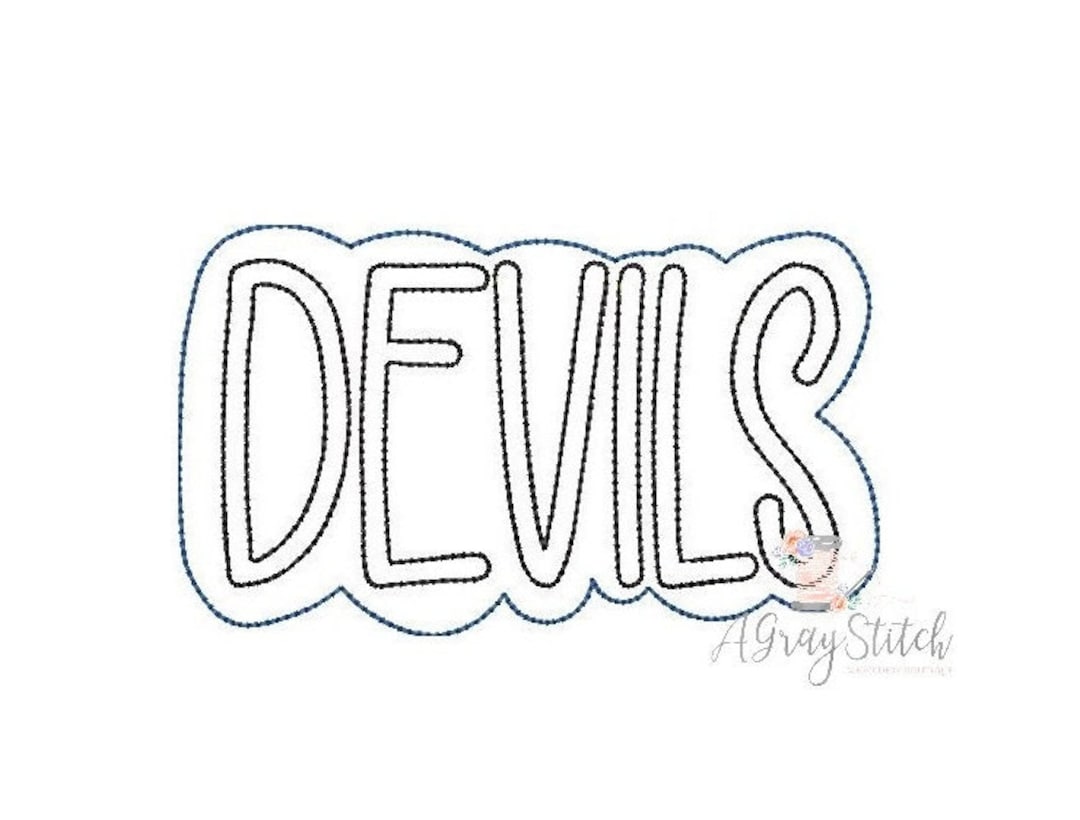 Devils Team Name Double Applique Machine Embroidery Design - Etsy
