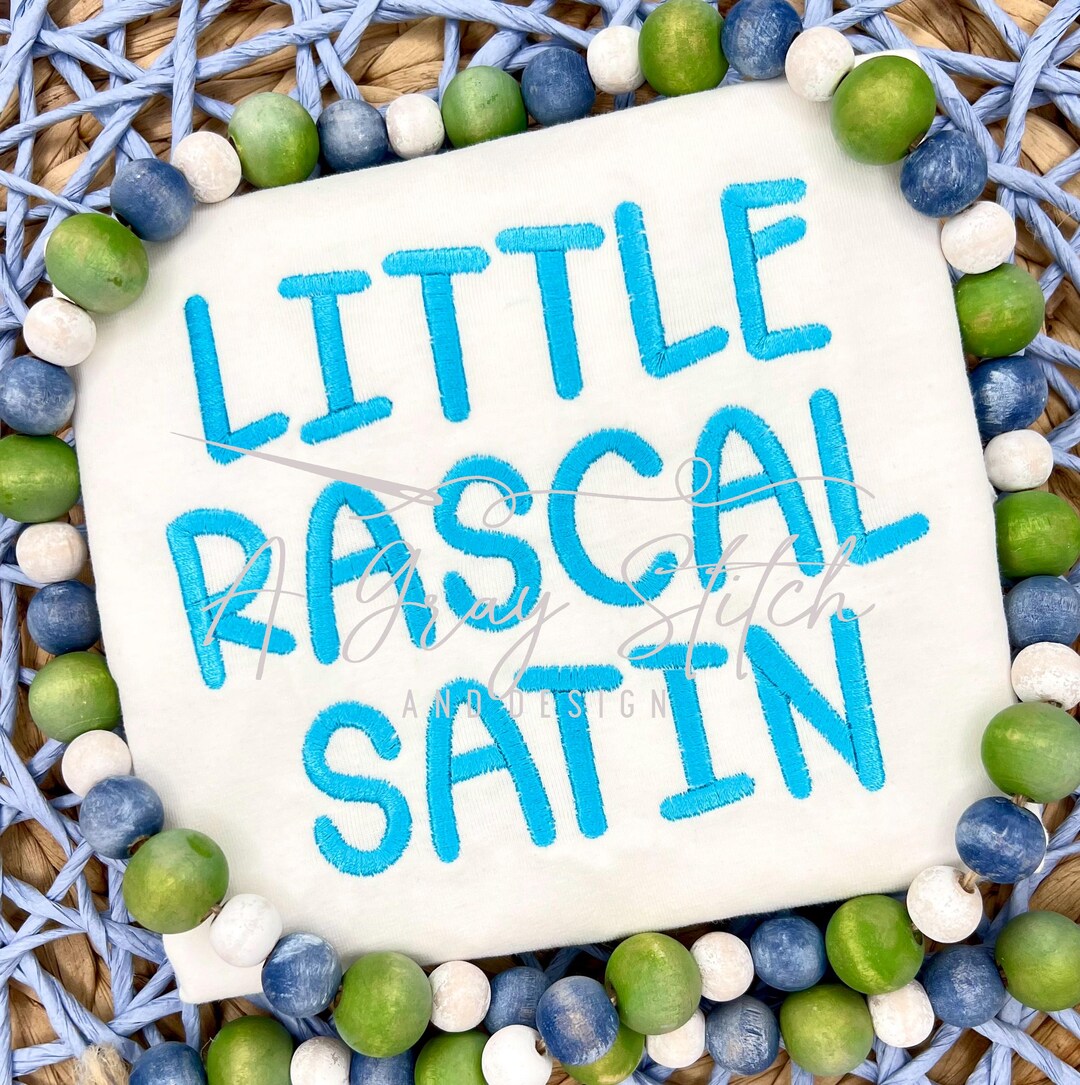 Little Rascal Satin Machine Embroidery Font Alphabet BX Included - Etsy