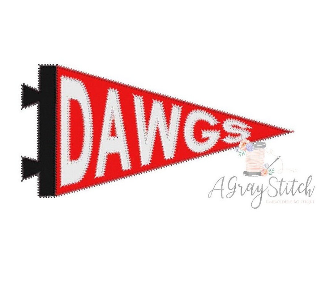 Dawgs Spirit Pennant Flag Applique Machine Embroidery Design - Etsy