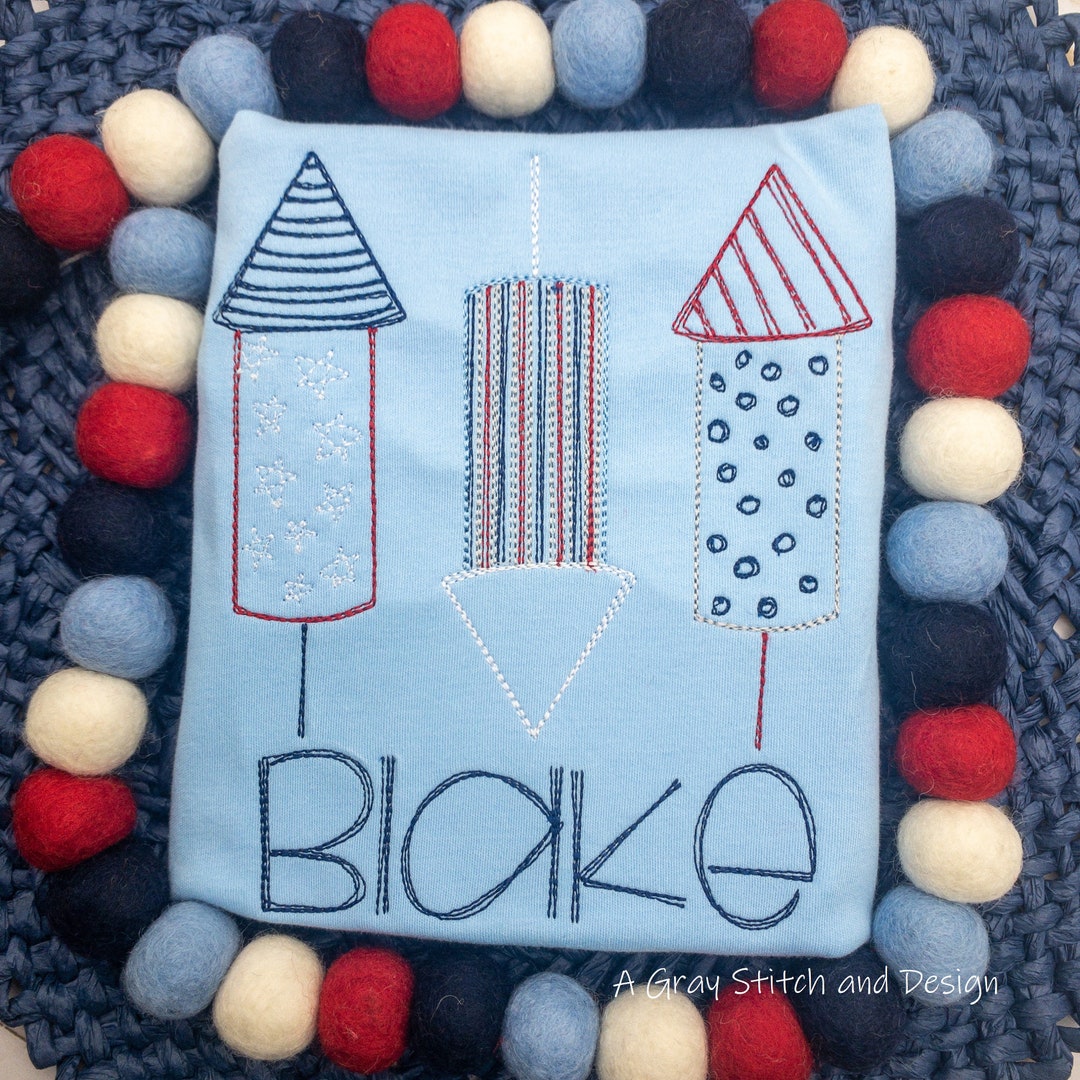 Scratchy Firecracker Embroidery Design Independence Day Memorial Day ...