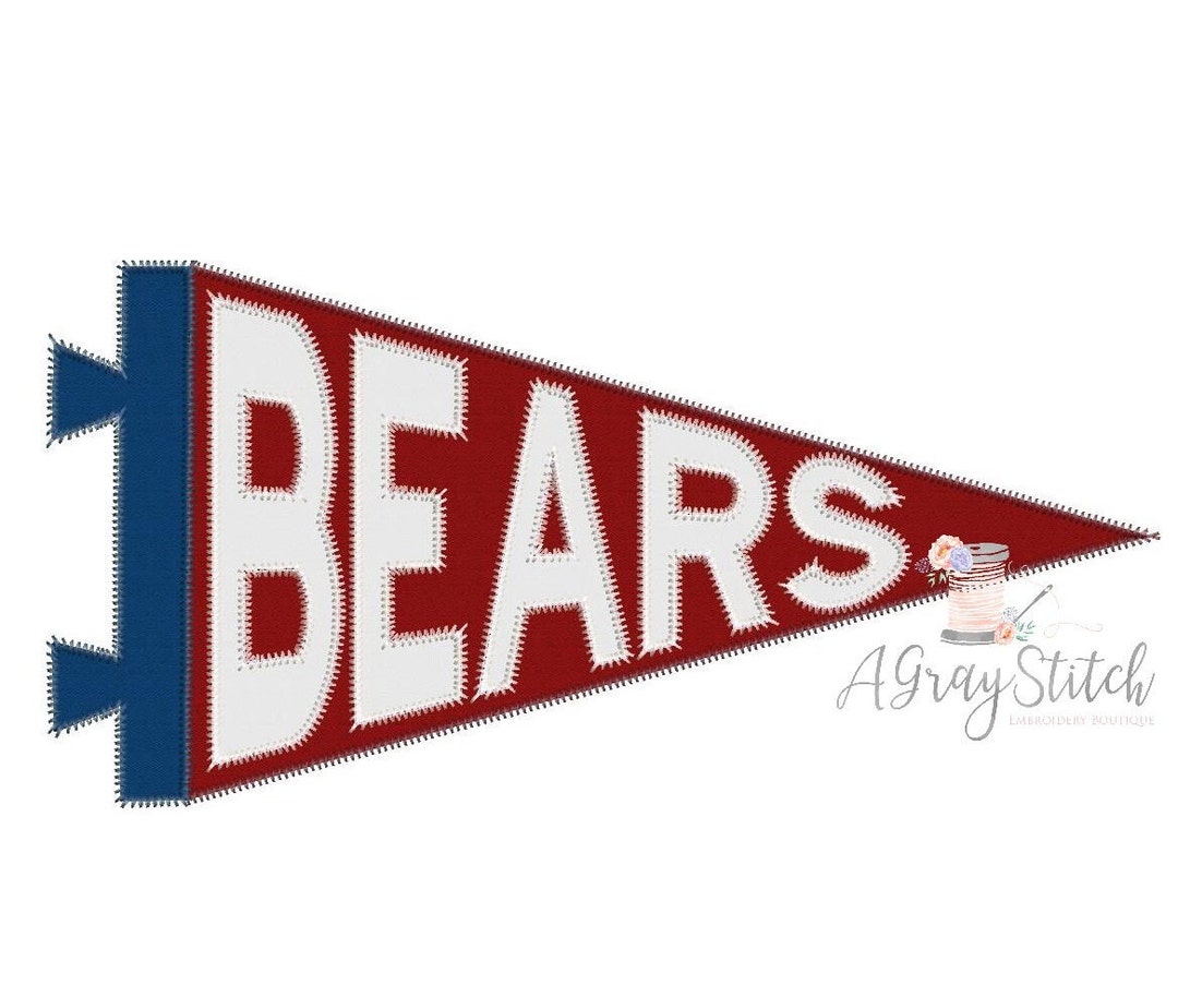 Bears Pennant Spirit Flag Applique Machine Embroidery Design - Etsy