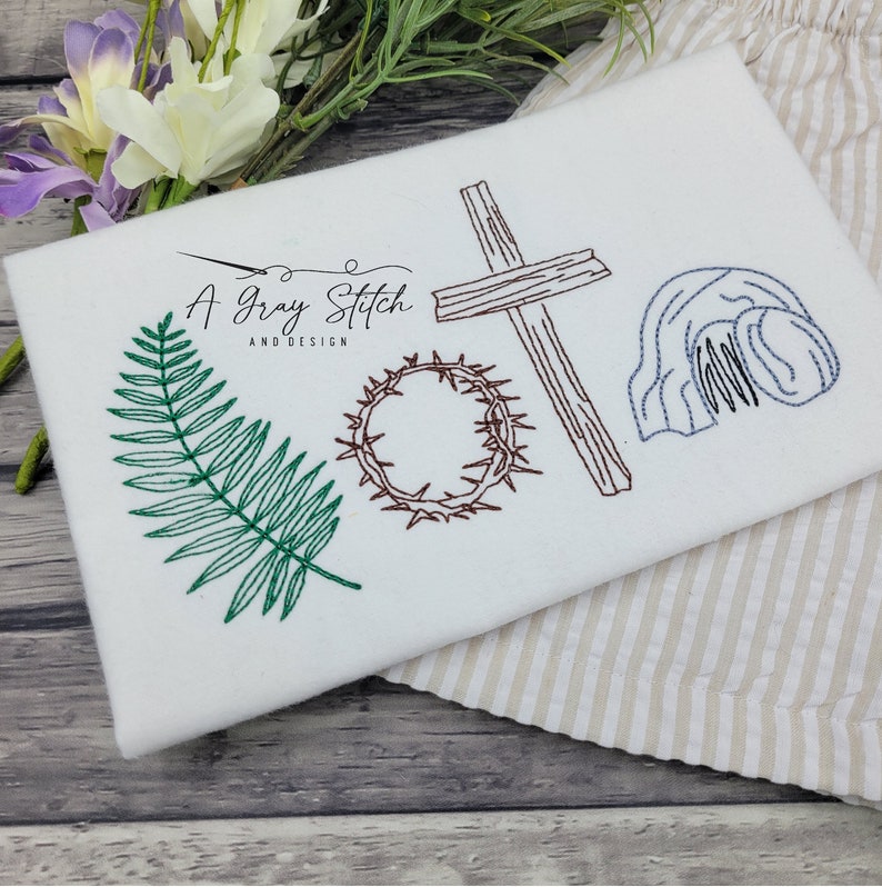Biblical Elements Easter Good Friday Resurrection Sunday Vintage Stitch ...