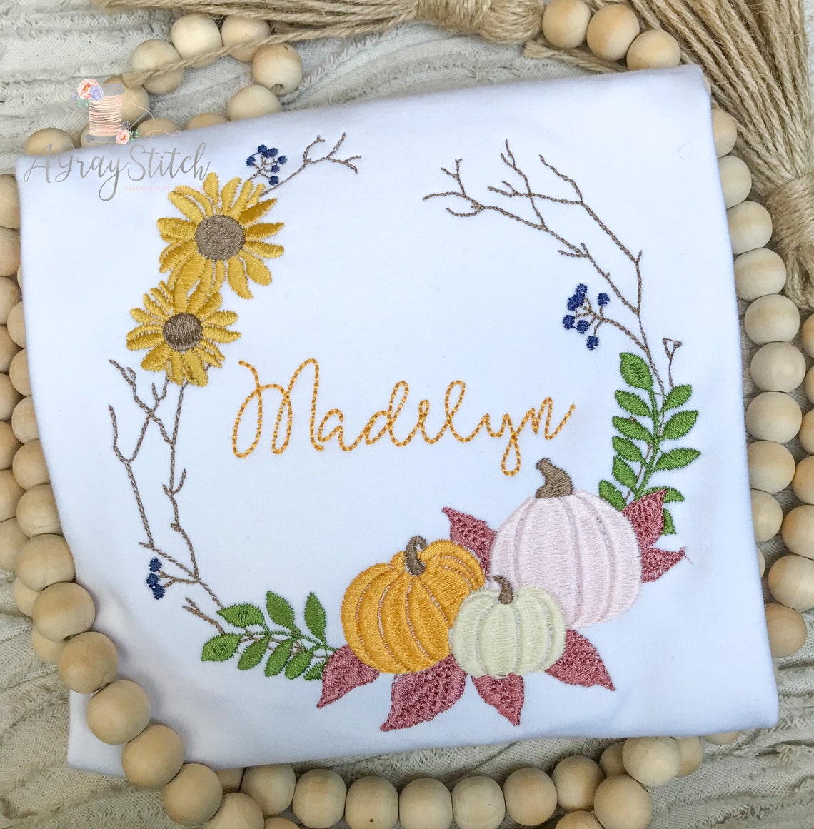 Fall Wreath Embroidery Design - Etsy