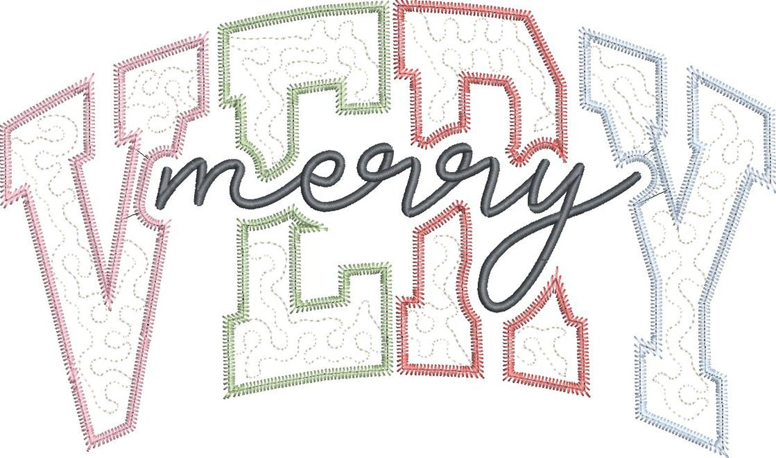 Quilted Solid Very Merry Applique Machine Embroidery Design - Etsy