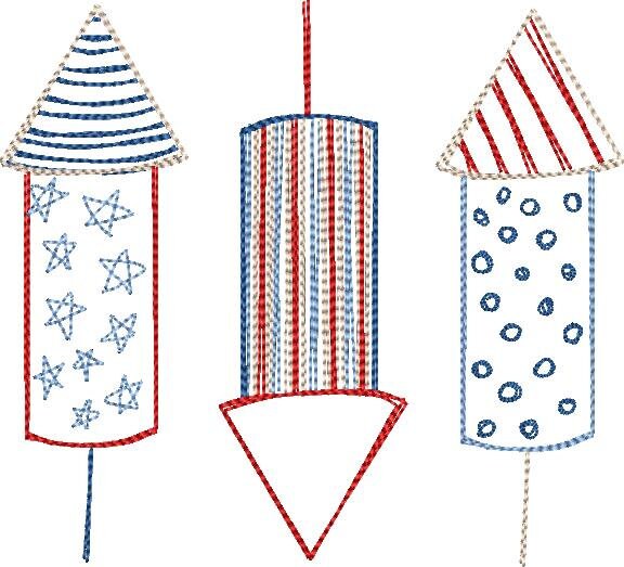 Scratchy Firecracker Embroidery Design Independence Day Memorial Day ...