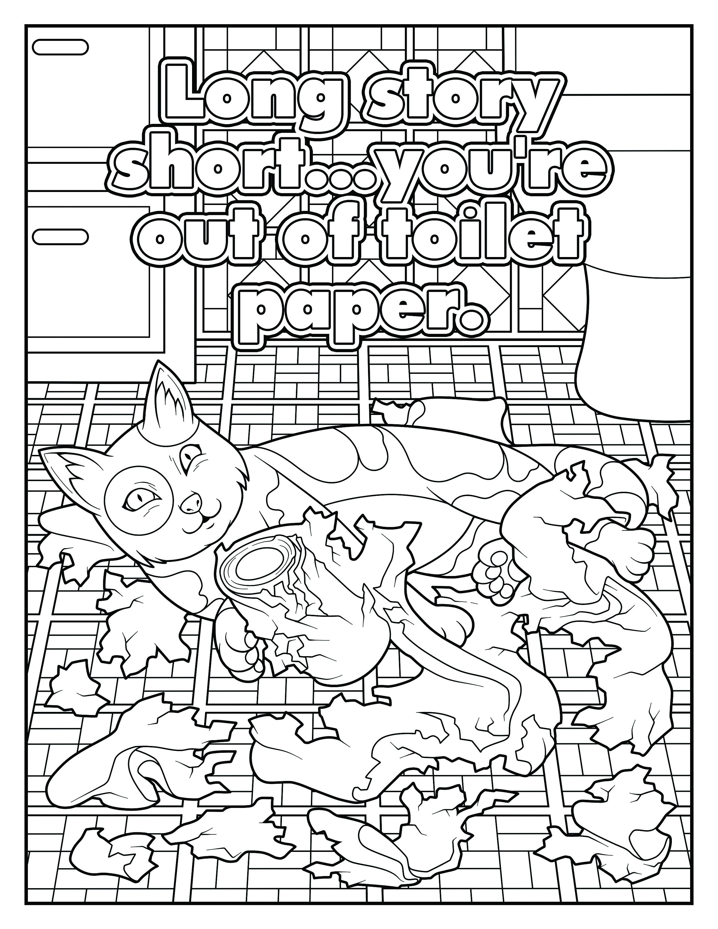 10 COLORING PAGES Cats, Kittens, Funny, Cute, Adult Coloring Book ...
