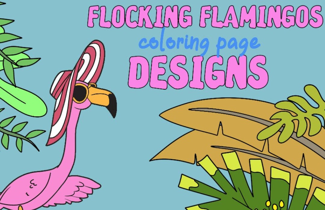 10 COLORING PAGES Flocking Flamingos Adult Coloring Book ; Meditation ...