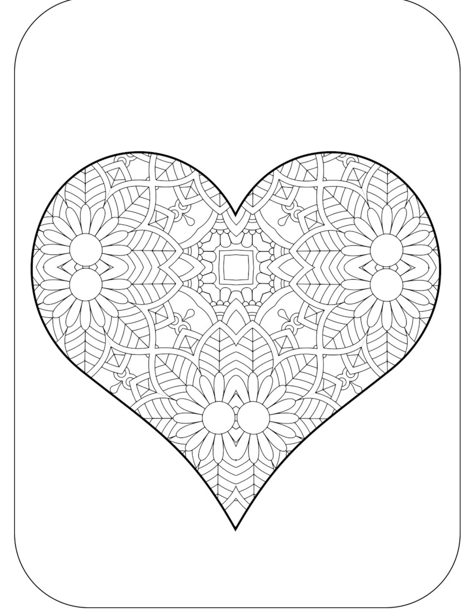 25 HEART COLORING Pages Adult Coloring Book (volume 1); Meditation ...