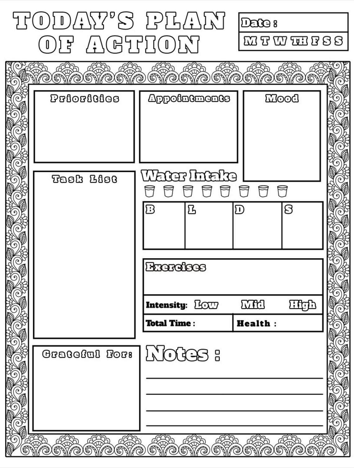 25 COLORING PAGES Fitness Planner and Tracker Adult Coloring Book ...