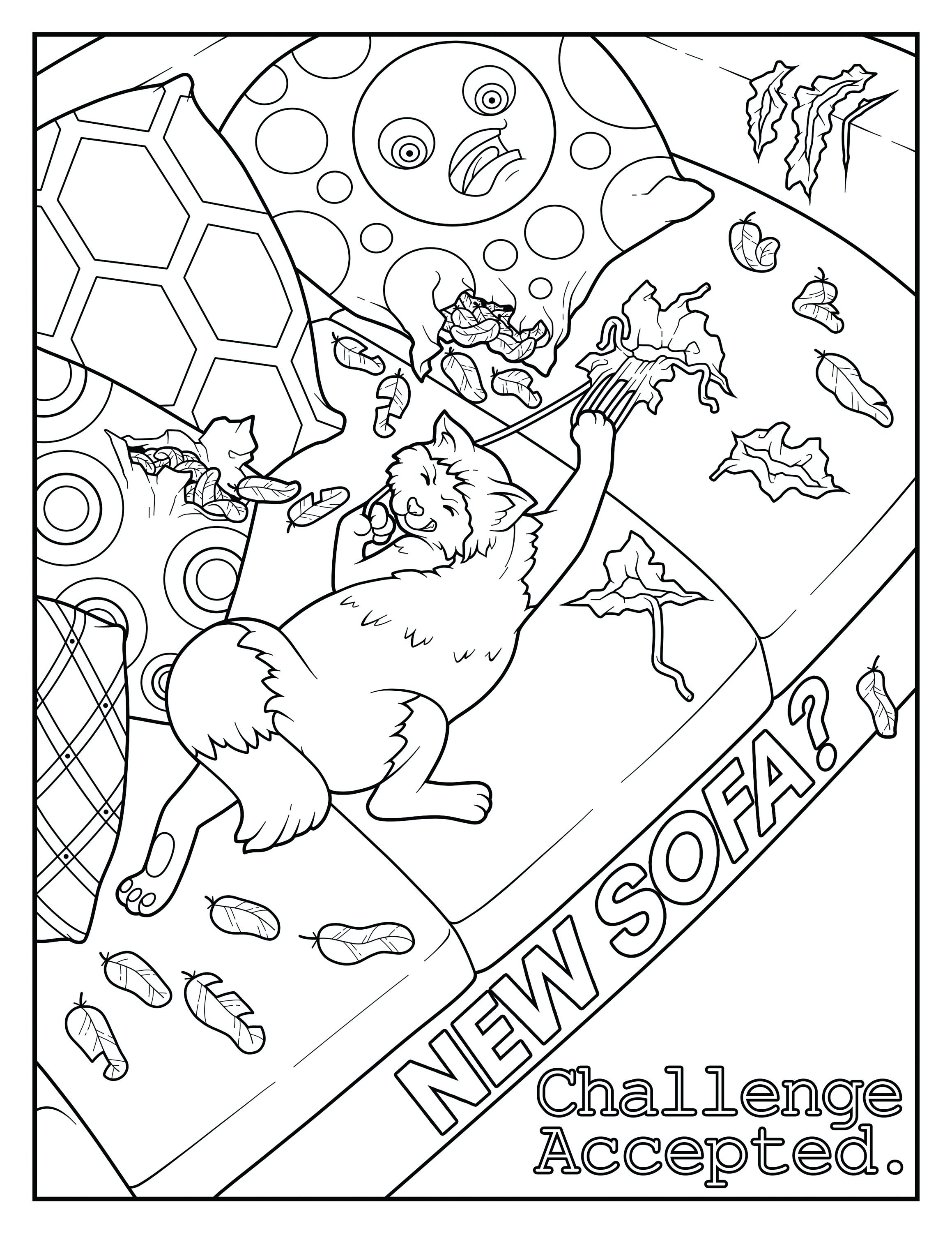 10 COLORING PAGES Cats, Kittens, Funny, Cute, Adult Coloring Book ...