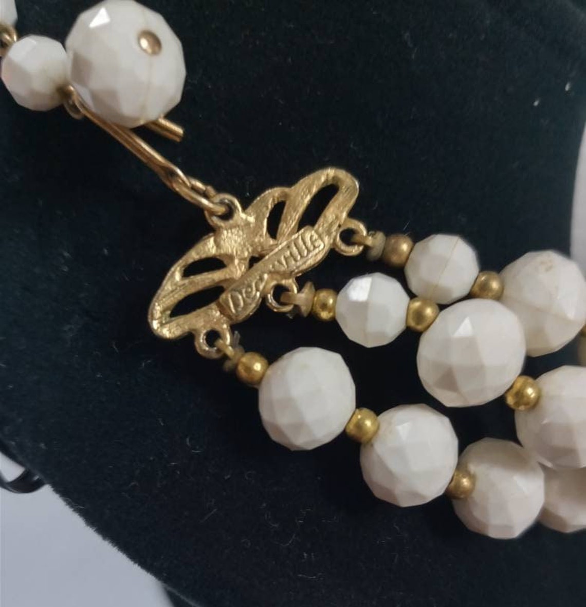 Vintage Deville 3 Strand Faux Pearl & Goldtone Necklace D1 B1 - Etsy