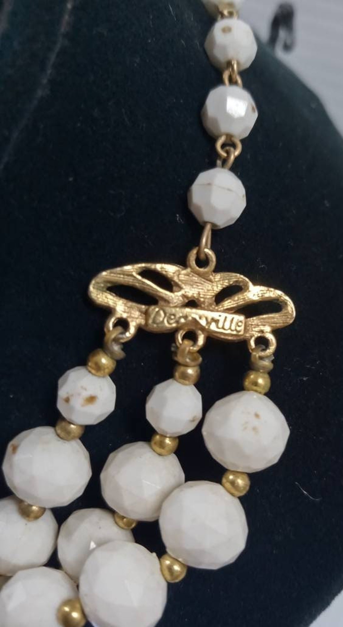 Vintage Deville 3 Strand Faux Pearl & Goldtone Necklace D1 B1 - Etsy