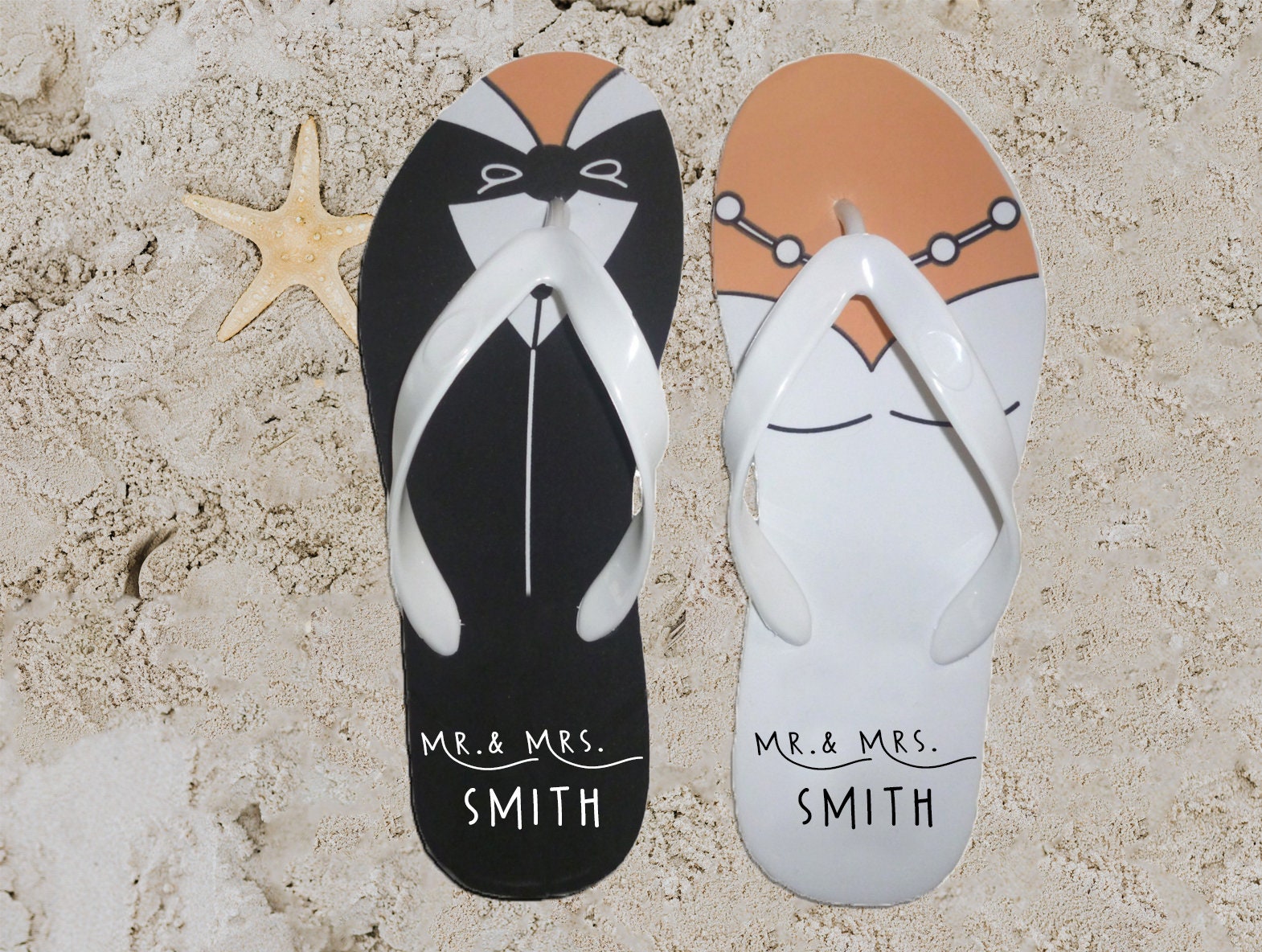 Bride and Groom Flip-flops for Party Guests - With FREE Printable ...