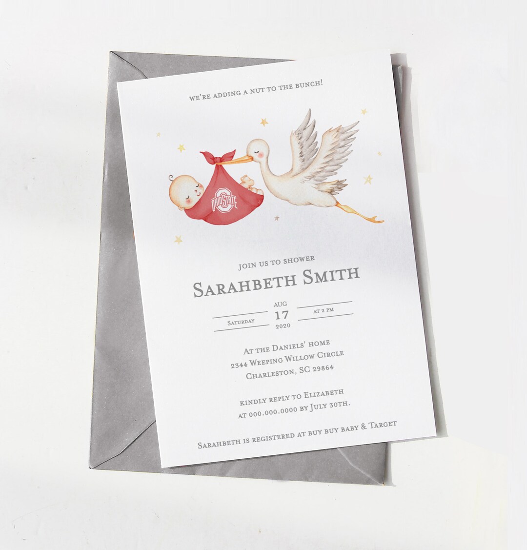Ohio State Baby, Shower Invitation Template, Buckeyes, Baby Shower ...