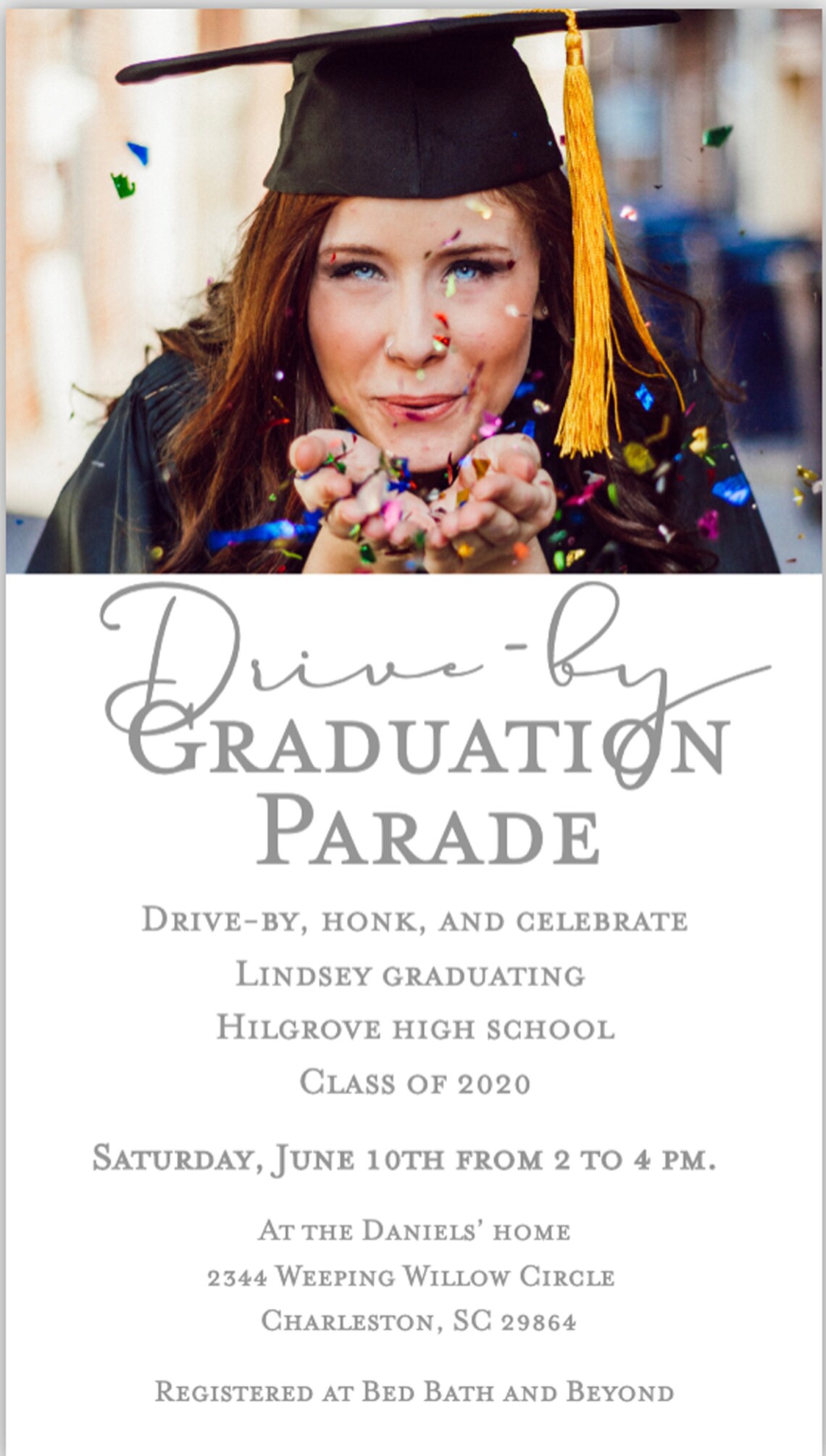 Drive by Graduation Parade Text Invitation, Social Distancing Party ...