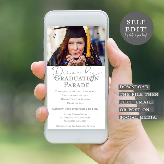Drive by Graduation Parade Text Invitation Social Distancing - Etsy