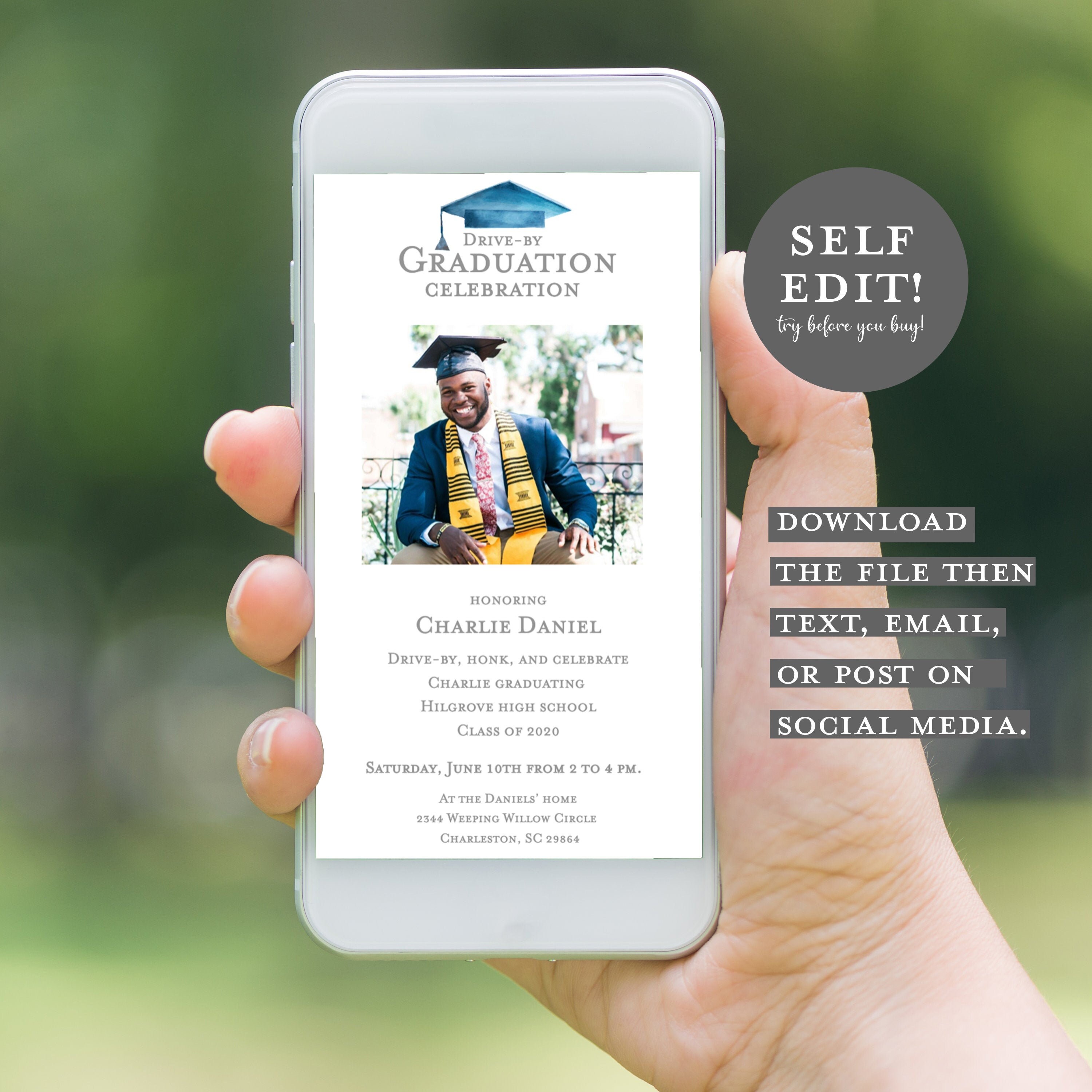 Drive by Graduation Parade Text Invitation, Social Distancing Party ...