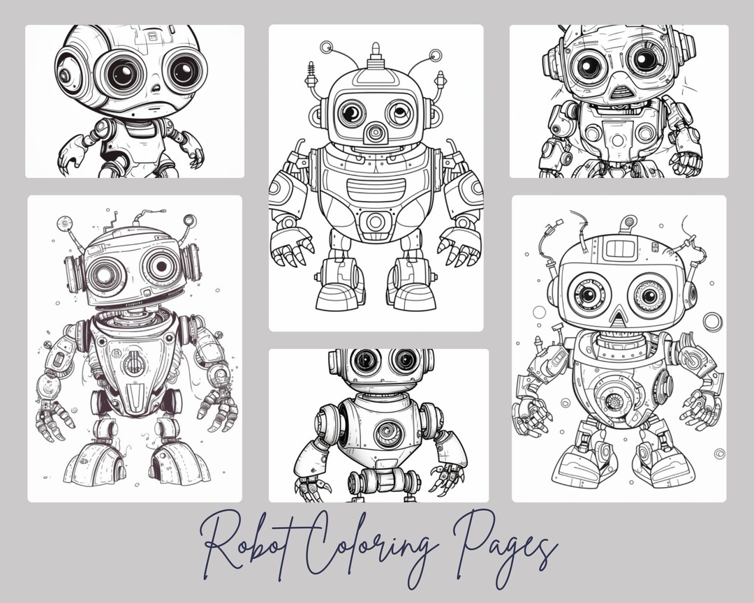 Coloring Pages for Adults and Kids Robots - Detailed Coloring Pages Robots - Etsy
