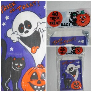 Vintage Paper Skeletons and Trick or Treat Ghost, Pumpkin, Cat, and ...