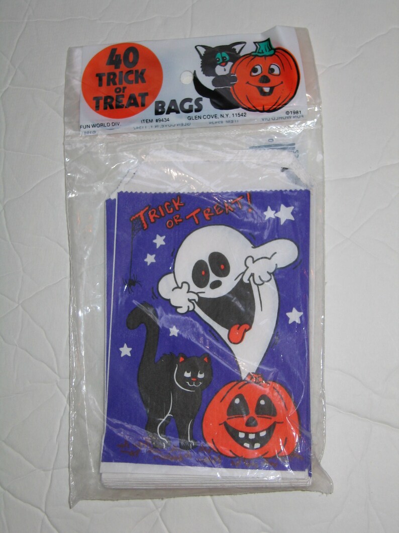 Vintage Paper Skeletons and Trick or Treat Ghost, Pumpkin, Cat, and ...