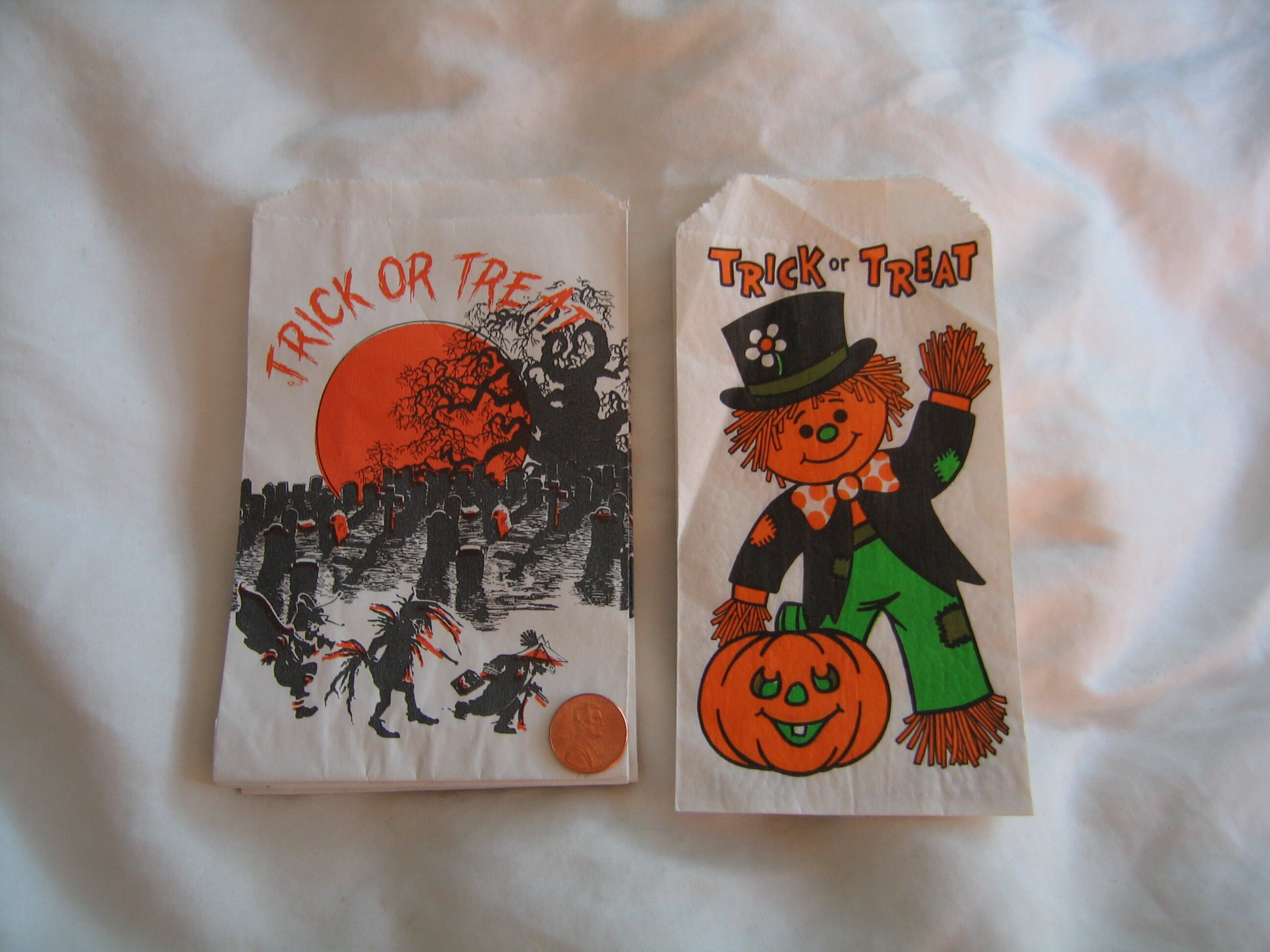Vintage Paper Skeletons and Trick or Treat Ghost, Pumpkin, Cat, and ...