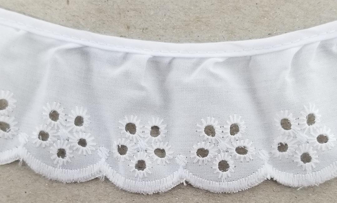 Ruffled Gathered Embroidery Eyelet Trimming 1-7/8" - 4 Continuous Yards ...