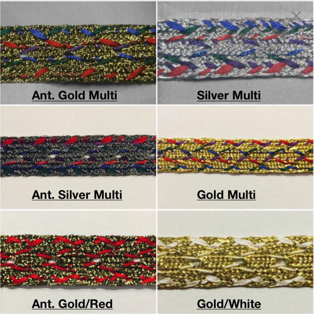 Metallic Braid Gimp Trim- Many Colors Available 1" - Put-up: 18 ...