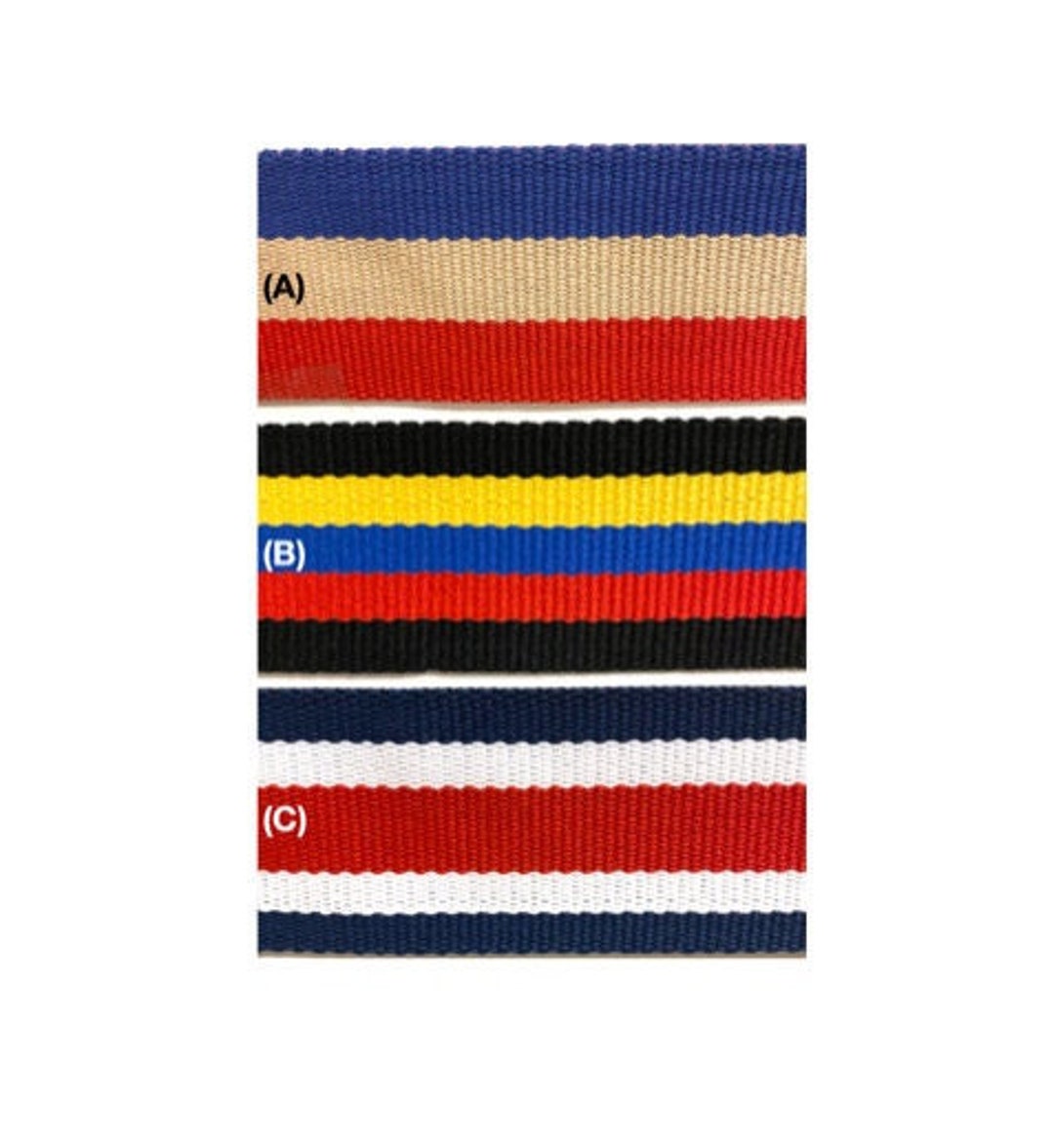 Striped Polyester Cotton Webbing 2" - 5 Continuous Yards! Many Colors ...