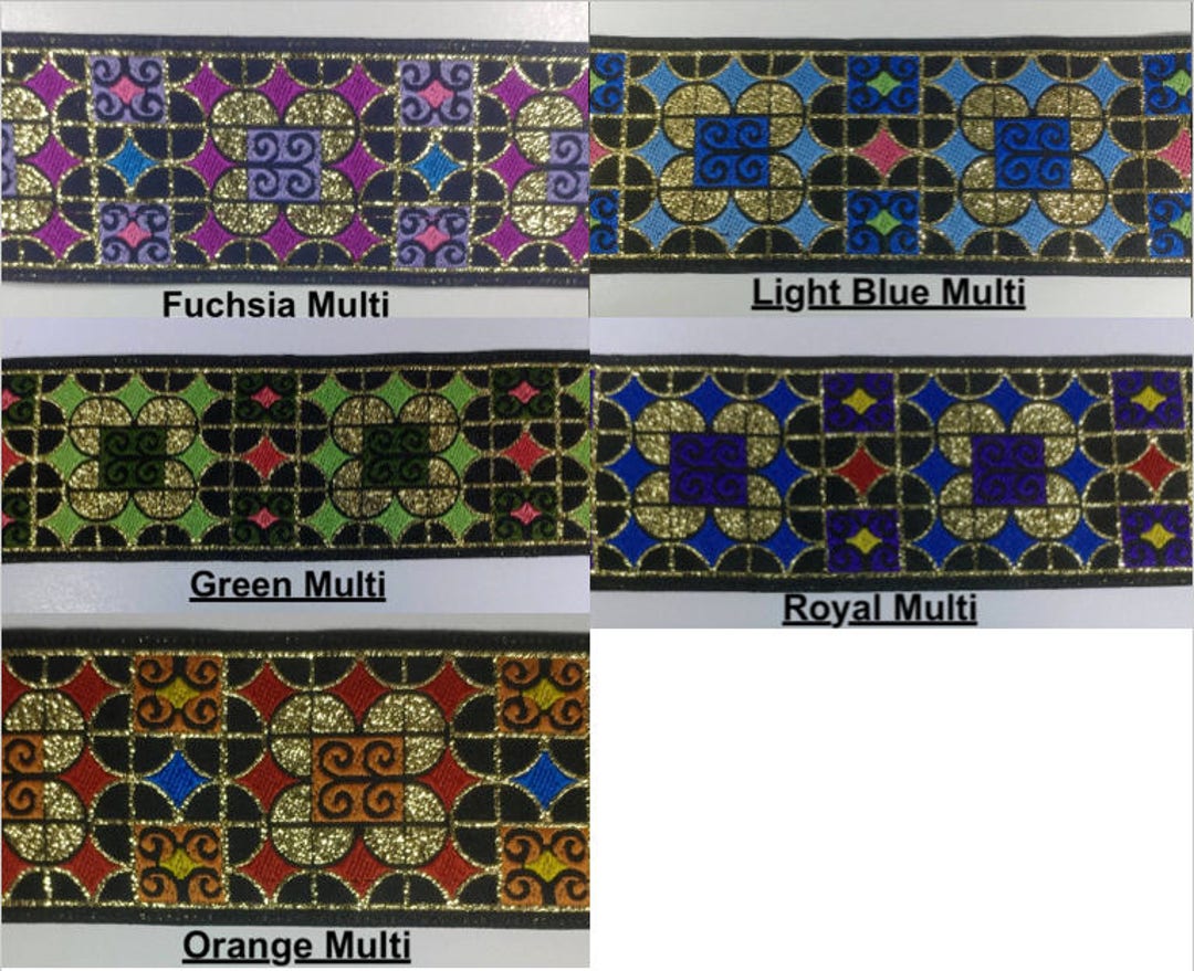 Wide Jacquard Ribbon Trim 1 7/8" - 10 Continuous Yards - MANY COLORS ...