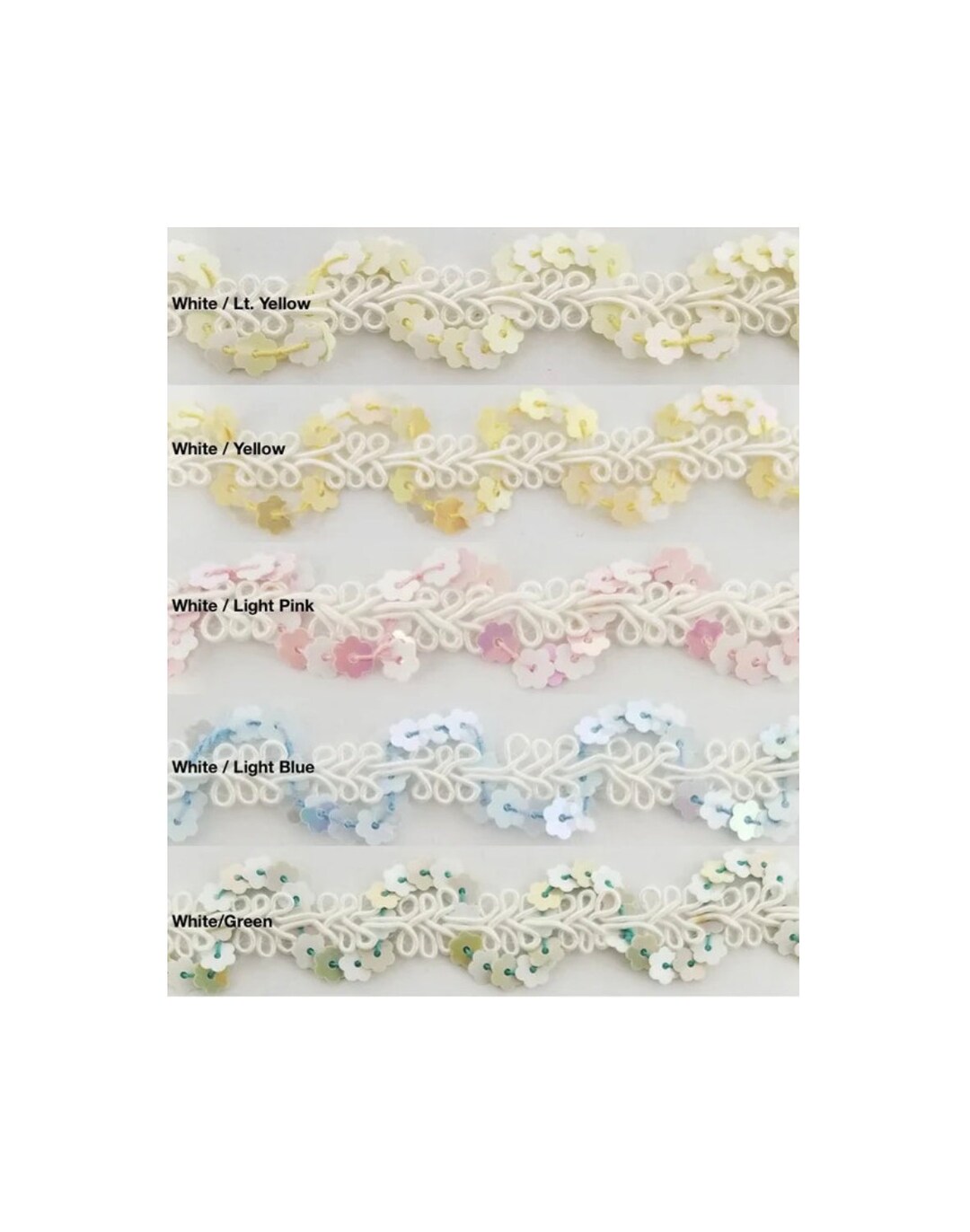 Sequin Loop W/ Braid Gimp Trim 3/4" - 9 Continuous Yards- Many Colors ...