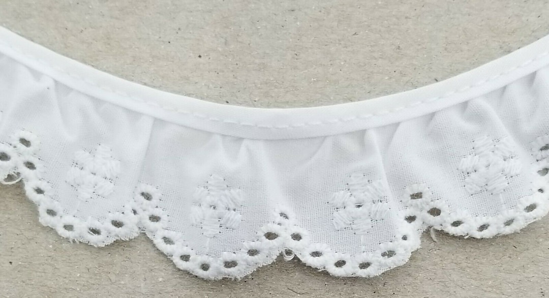 Ruffled Gathered Embroidery Eyelet Trimming 1-1/8" - 4 Continuous Yards ...