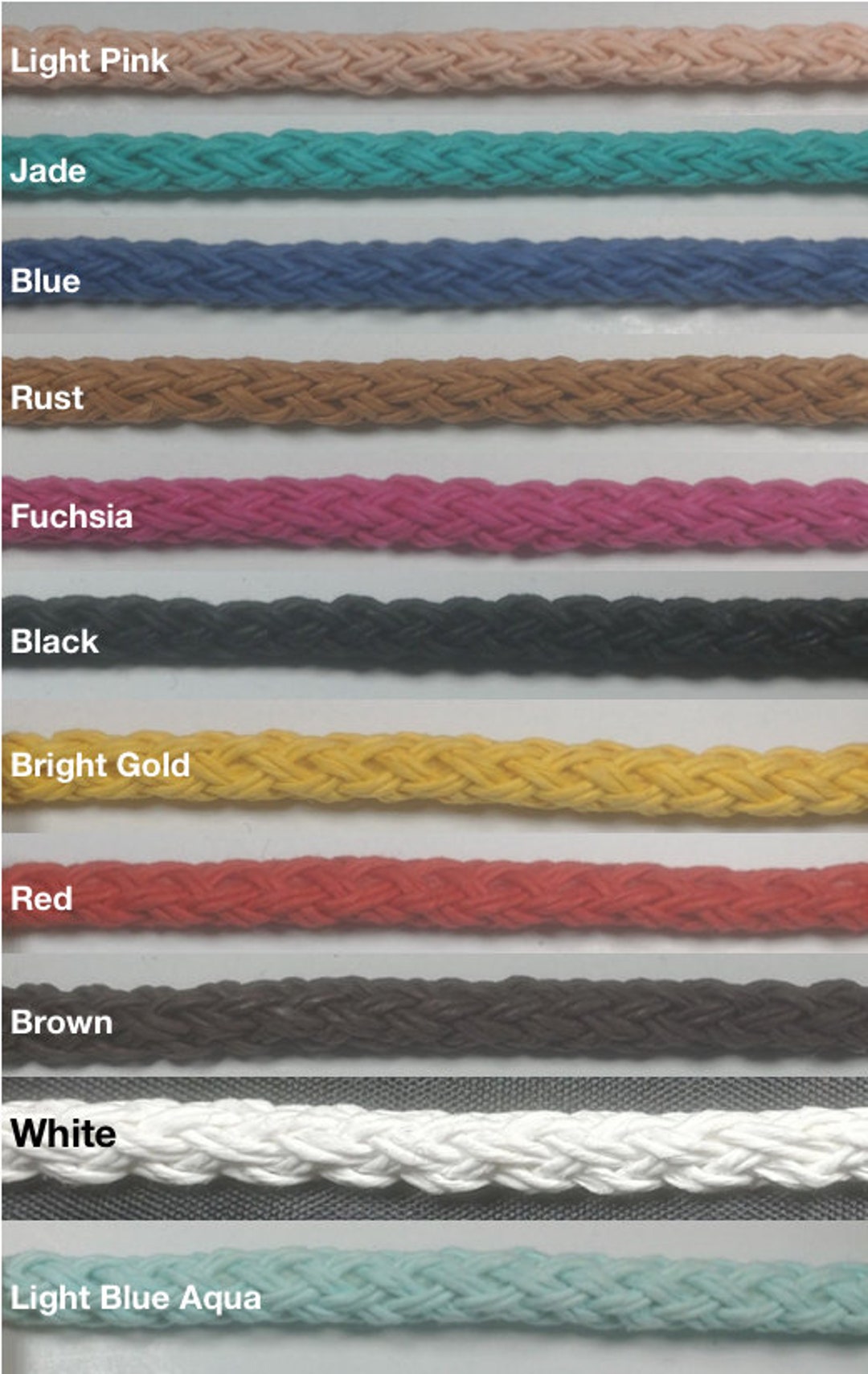 Plastic Braided Tubular Drawstring Cord 1/4" -20 Continuous Yards- Many ...