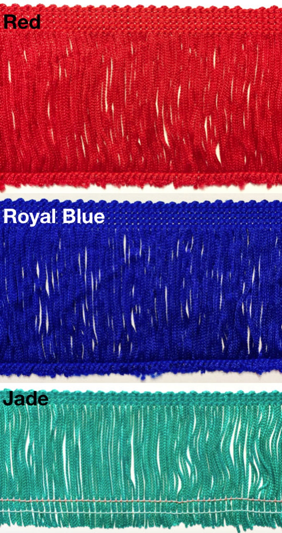 Rayon Chainette Fringe 3" - 6 Continuous Yards - Many Colors- MADE IN ...