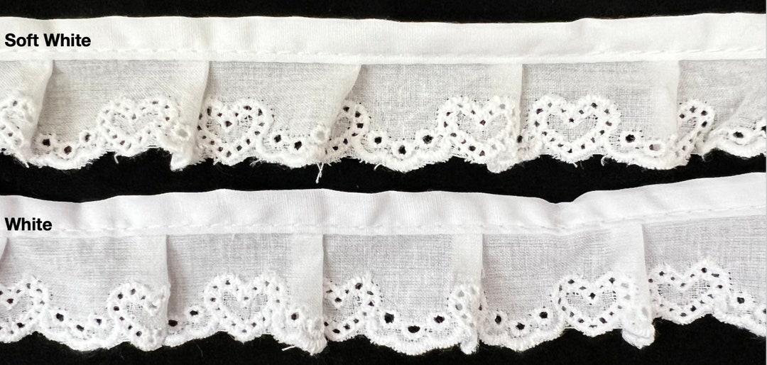 Eyelet Lace Trim 2" Ruffled White Cotton Eyelet Fabric Trim - 18 Yards ...
