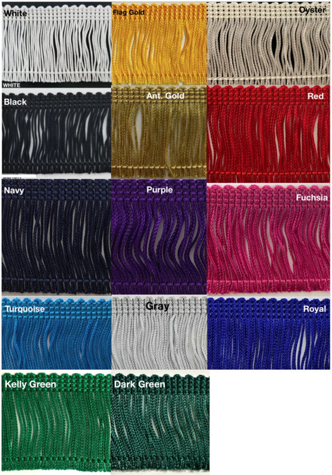 Long Short Rayon Chainette Fringe 2" - 4 Continuous Yards - Many Color ...