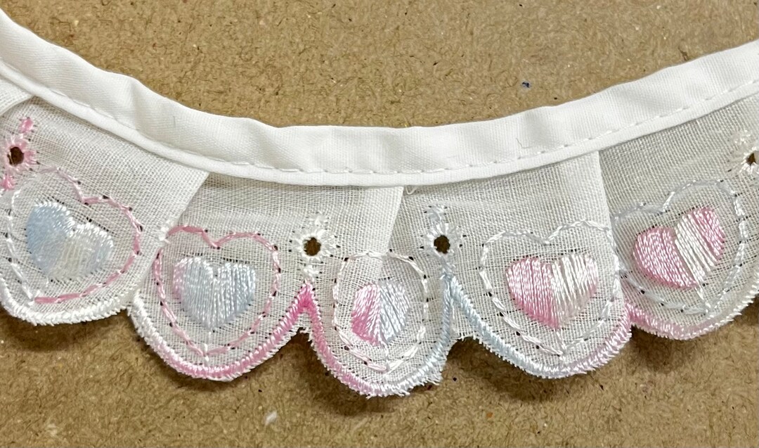 Multi-colored HEARTS Ruffled Gathered Embroidery Eyelet Trimming 1-1/2 ...