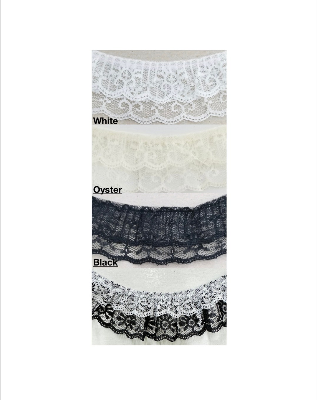 Ruffled Gathered Lace Two Tier Trimming 2" - 4 Total Yards - Color ...