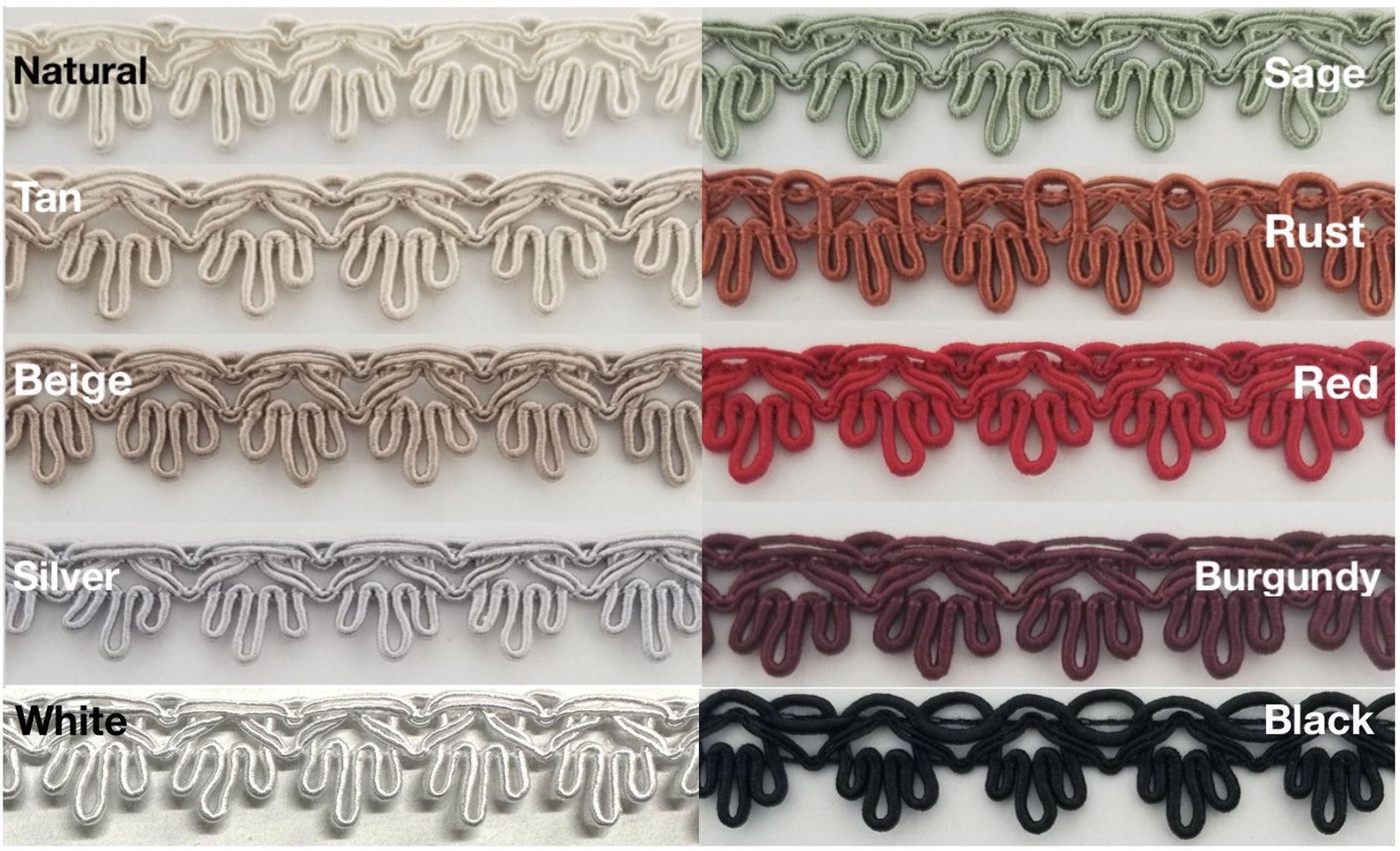 Scalloped Gimp Sewing Braid Trim 5/8" - 7 Yards! - Many Colors ...