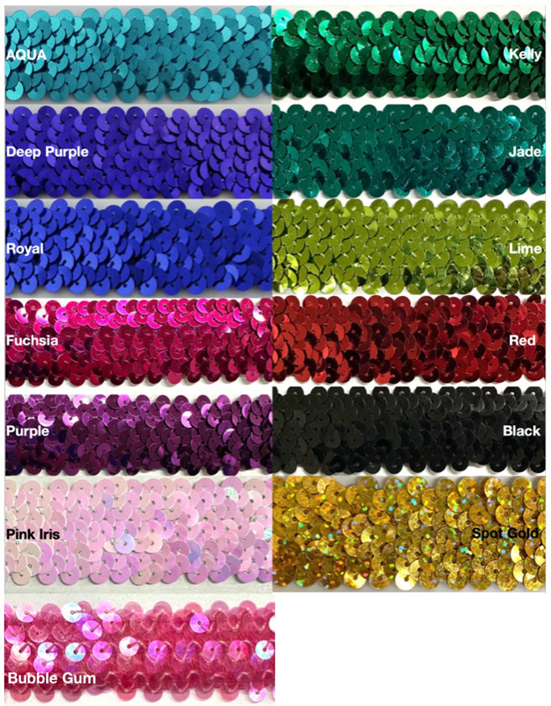 Stretch Sequin Trim 3 ROW 1 5 Continuous Yards Many Colors Available - Etsy