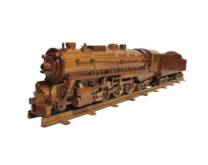 Hudson Train Locomotive Steam Engine Coal Car Mahogany Wood Wooden Desk ...