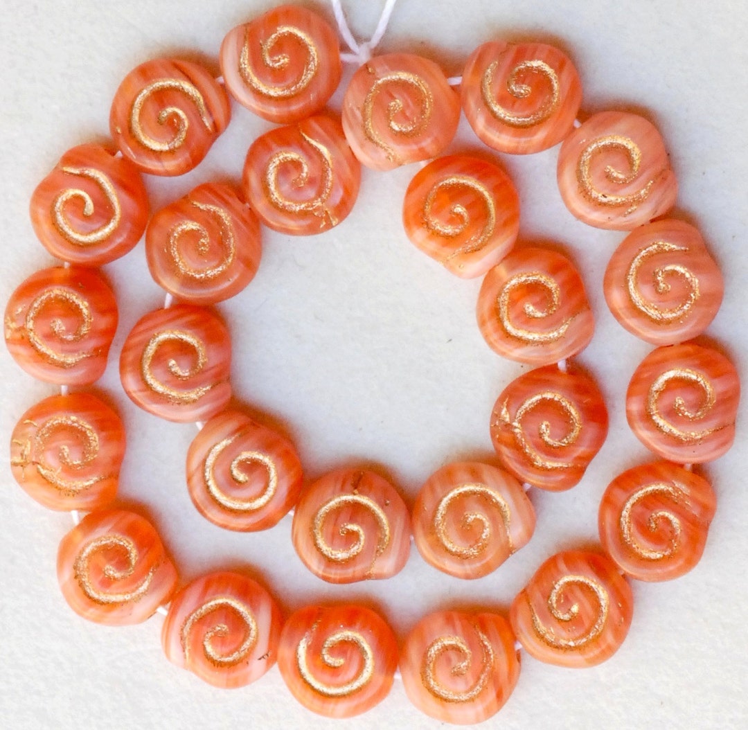 Small Snail Shell Bead - Czech Glass Beads - 9mm X 8mm - Various Colors ...