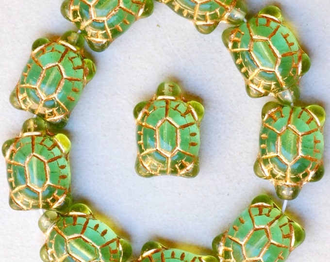 Large Glass Turtle Bead- Czech Glass Beads - 19mm X 14mm - Various ...