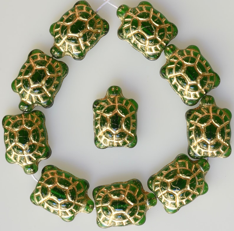 Large Glass Turtle Bead- Czech Glass Beads - 19mm X 14mm - Various ...