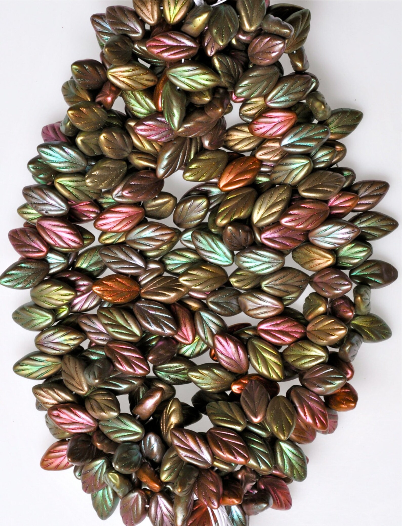 11mm X 7mm Small Leaf Bead - Czech Glass Leaf Beads - Top Hole Beads ...