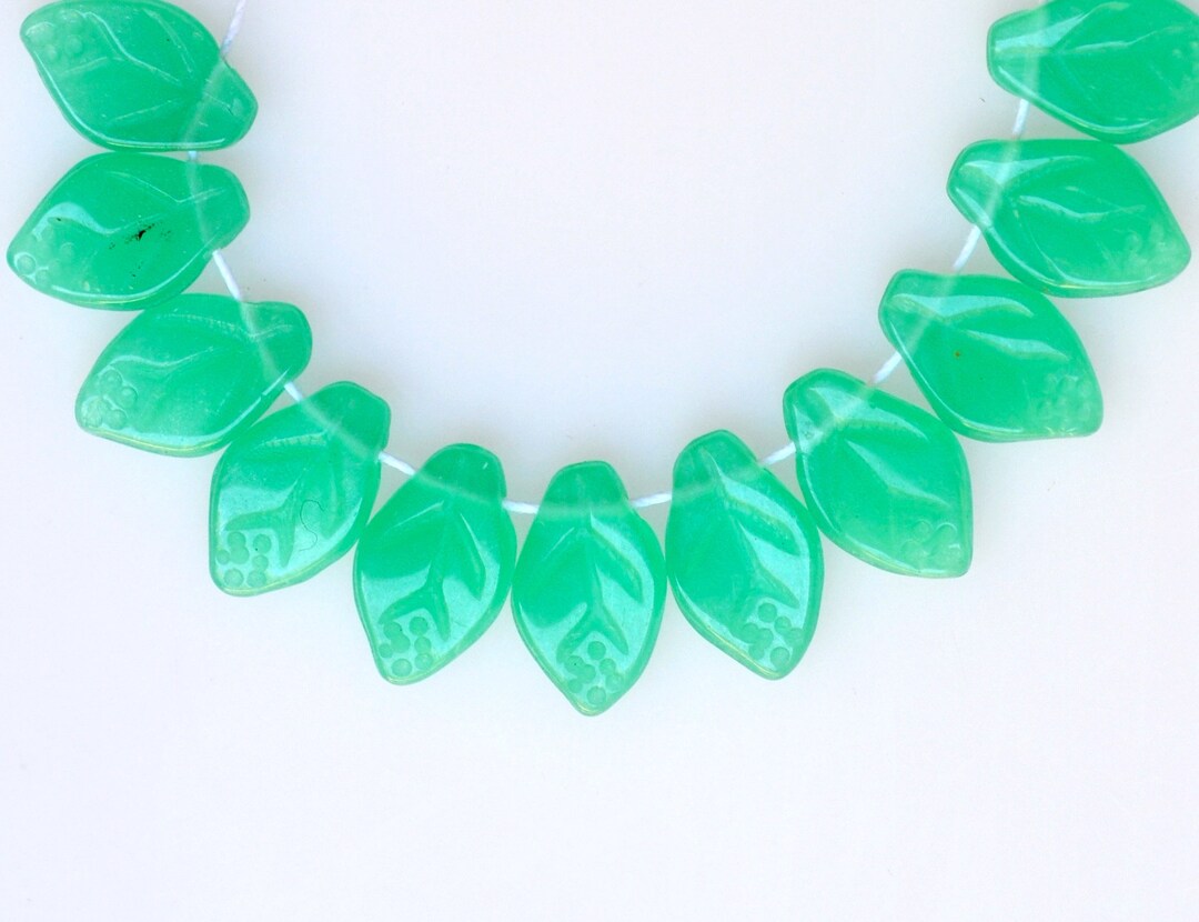 12mm X 7mm Small Leaf Bead - Czech Glass Leaf Beads - Top Hole Beads ...