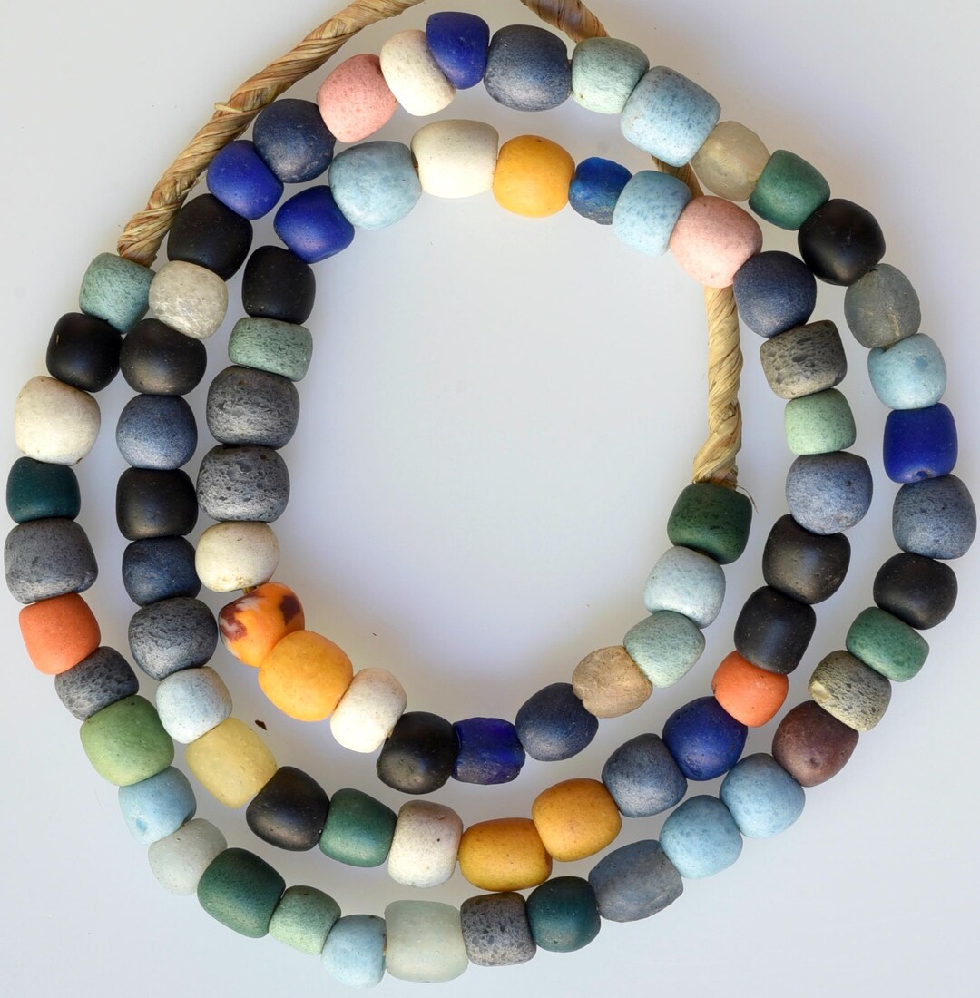 NEW Mixed Opaque Colored African Sand Cast Beads - Powder Glass Beads ...