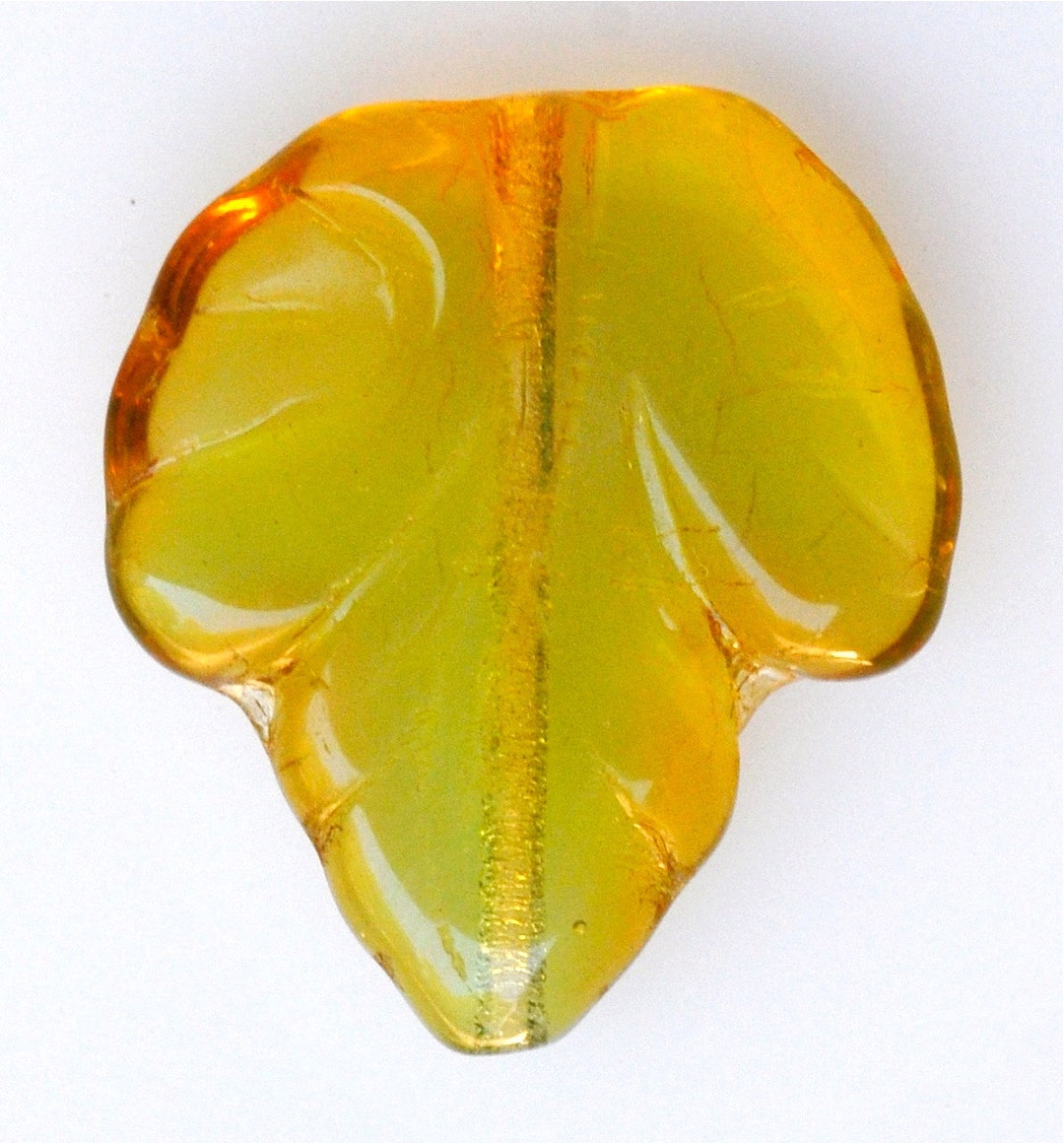 Large Fall Leaf Bead - Vertical Hole Leaf Bead - Czech Glass Leaf Beads ...