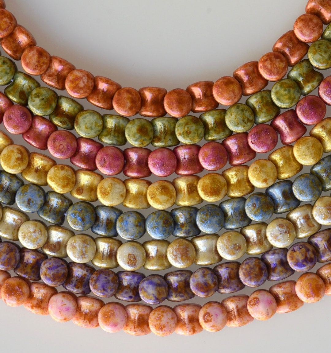 NEW BEAD * Interlocking Glass Beads With Picasso Finish- Czech Glass ...