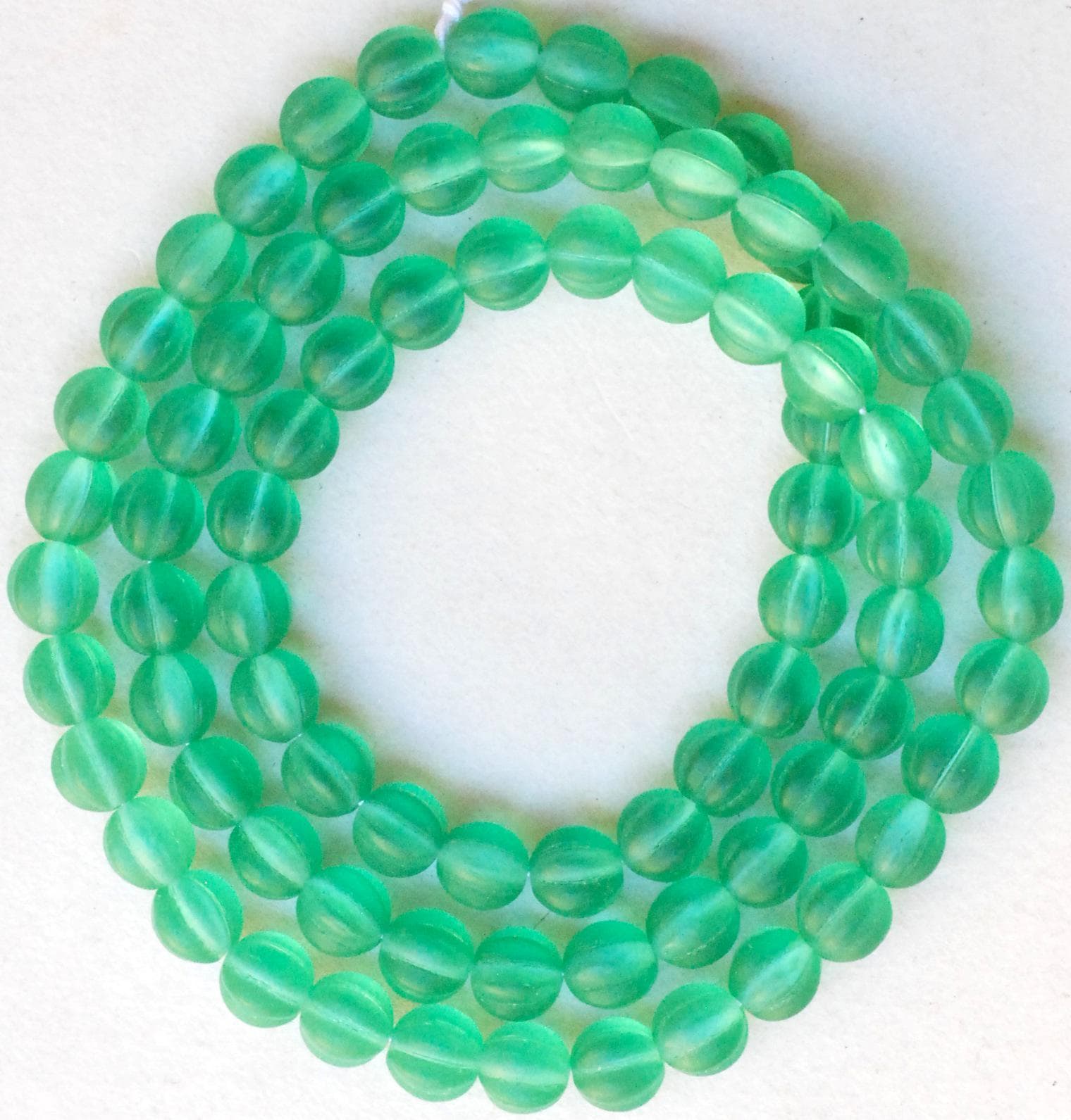 Round 8mm Melon Bead - Czech Glass Frosted Melon Beads - Various Matte ...